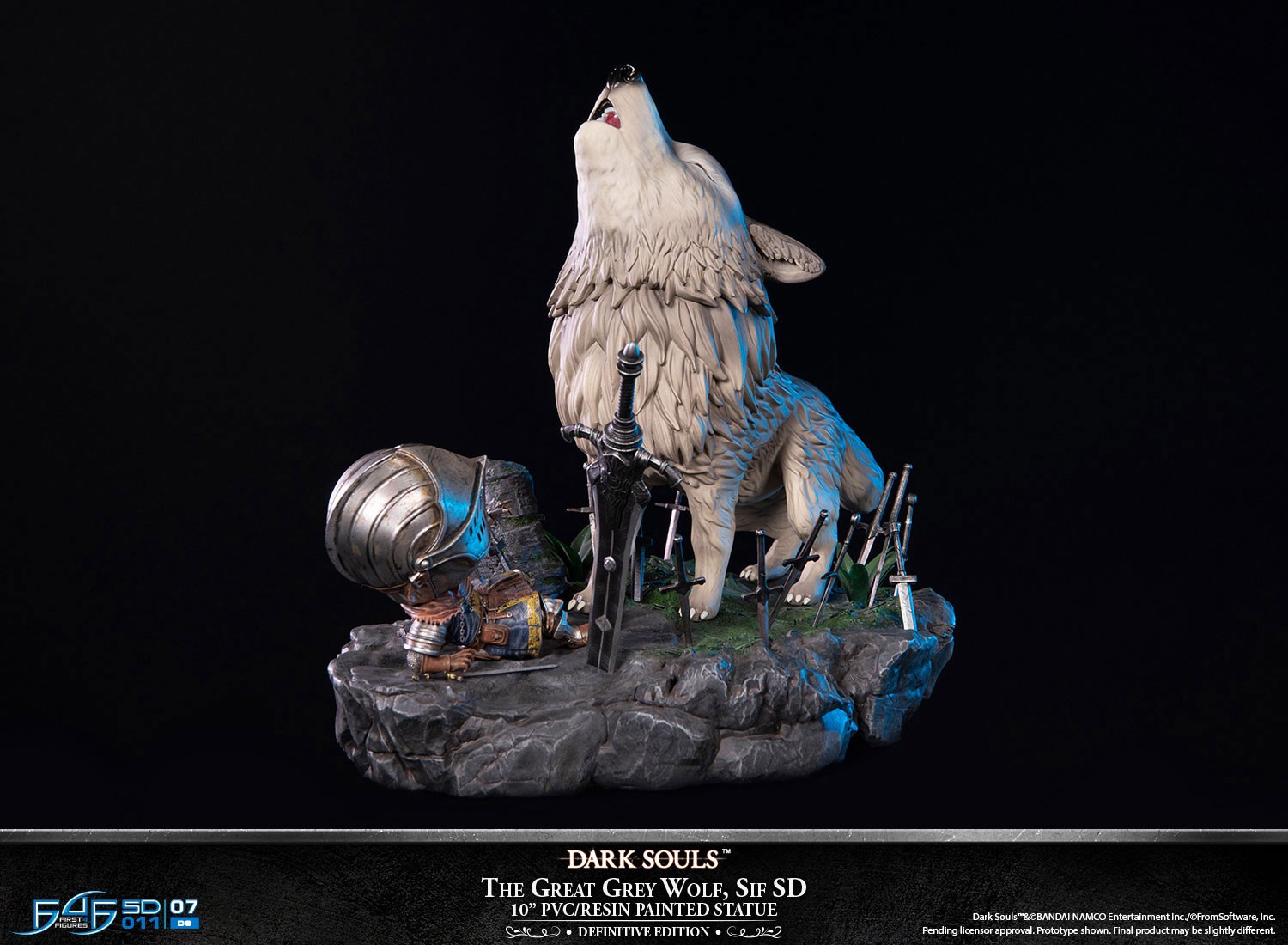 A Dark Souls Great Grey Wolf, Sif Figure Includes Knight of Astora, Oscar